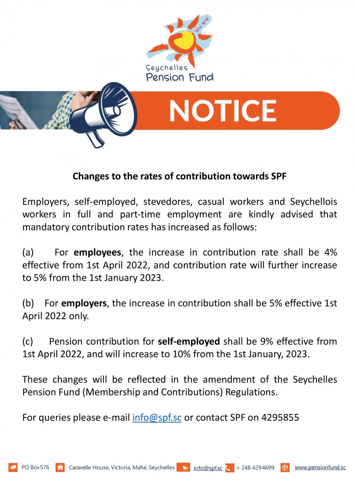 SPF announces changes to contribution rates and retirement age ...